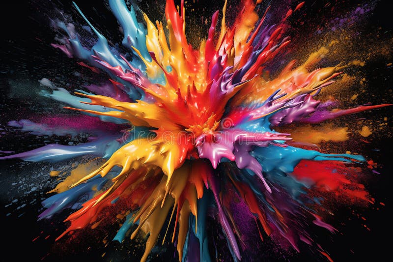 Ilustration of a Dynamic and Explosive Splash of Vibrant Paint. Ai ...