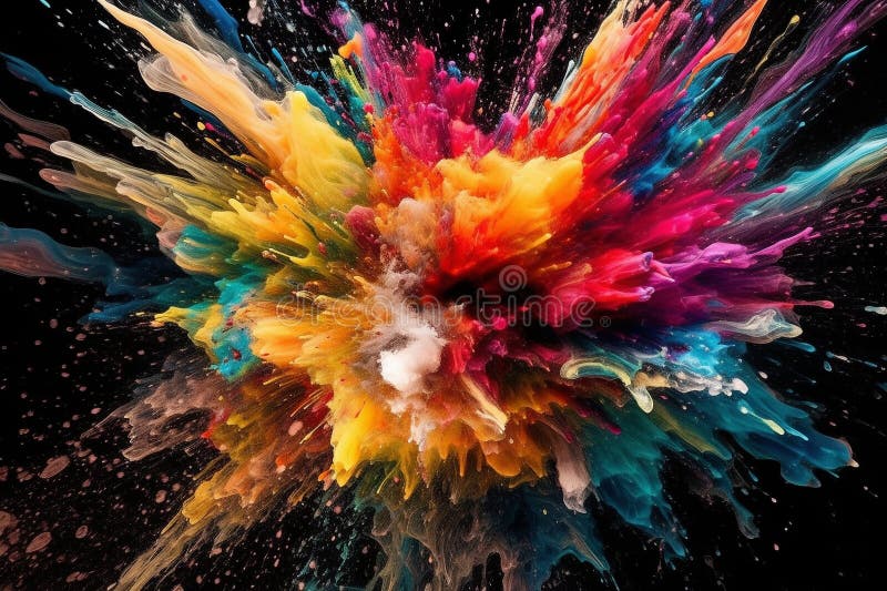 Ilustration of a Dynamic and Explosive Splash of Vibrant Paint. Ai ...