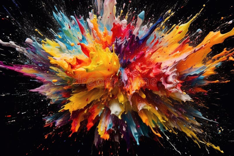 Ilustration of a Dynamic and Explosive Splash of Vibrant Paint. Ai ...