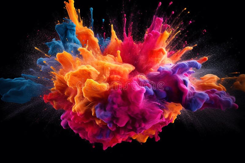 Ilustration of a Dynamic and Explosive Splash of Vibrant Paint. Ai ...