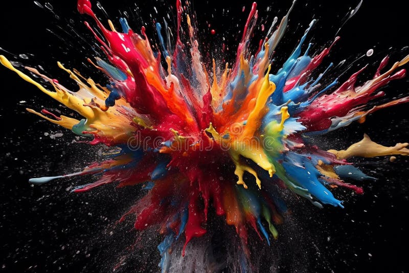Ilustration of a Dynamic and Explosive Splash of Vibrant Paint. Ai ...