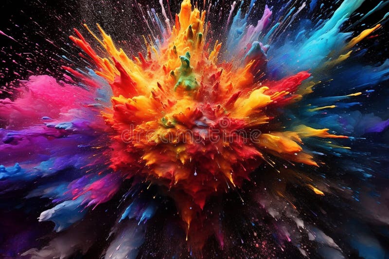 Ilustration of a Dynamic and Explosive Splash of Vibrant Paint. Ai ...