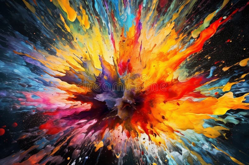 Ilustration of a Dynamic and Explosive Splash of Vibrant Paint. Ai ...