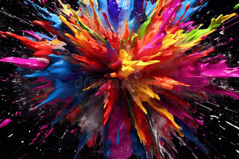 Ilustration of a Dynamic and Explosive Splash of Vibrant Paint. Ai ...