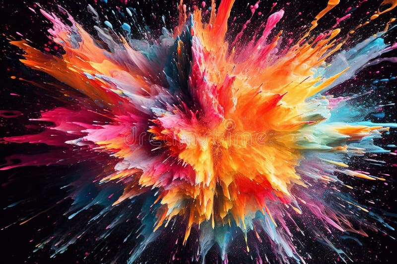 Ilustration of a Dynamic and Explosive Splash of Vibrant Paint. Ai ...