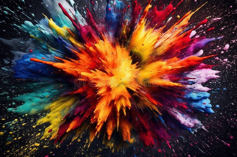 Ilustration of a Dynamic and Explosive Splash of Vibrant Paint. Ai ...