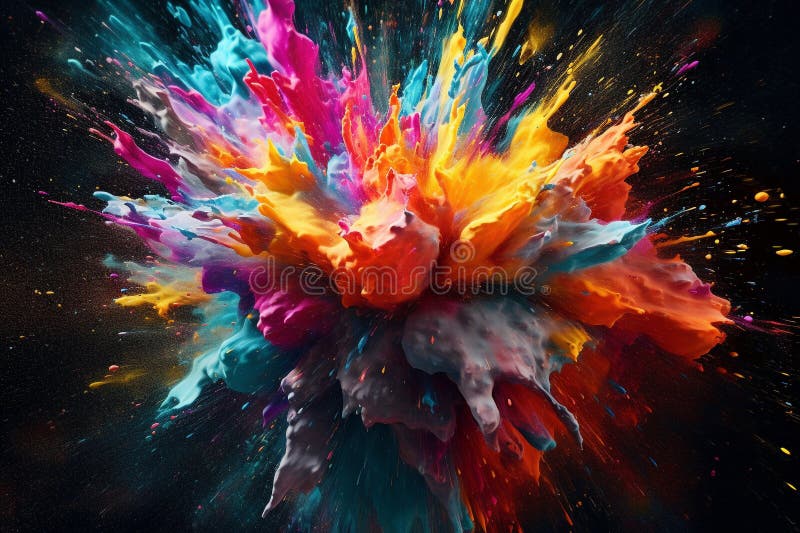Ilustration of a Dynamic and Explosive Splash of Vibrant Paint. Ai ...