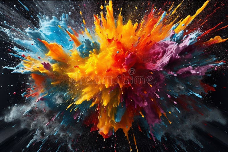 Ilustration of a Dynamic and Explosive Splash of Vibrant Paint. Ai ...