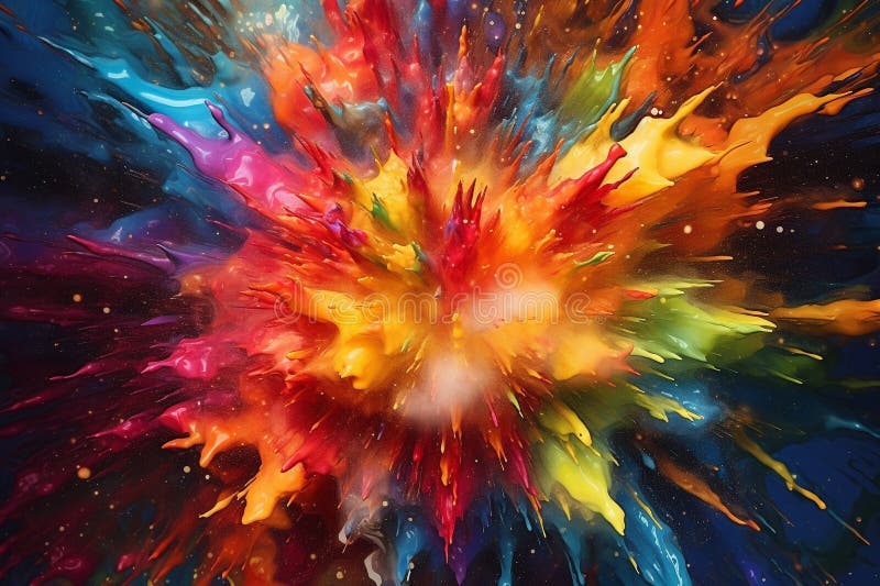 Ilustration of a Dynamic and Explosive Splash of Vibrant Paint. Ai ...