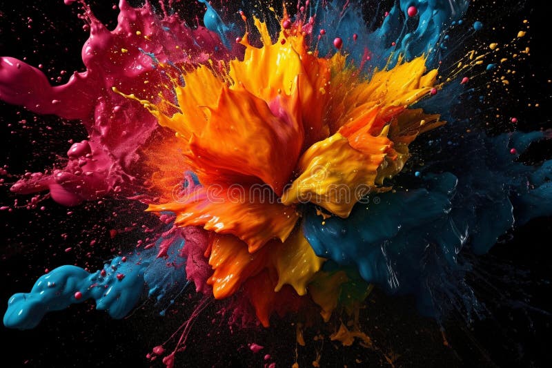 Ilustration of a Dynamic and Explosive Splash of Vibrant Paint. Ai ...
