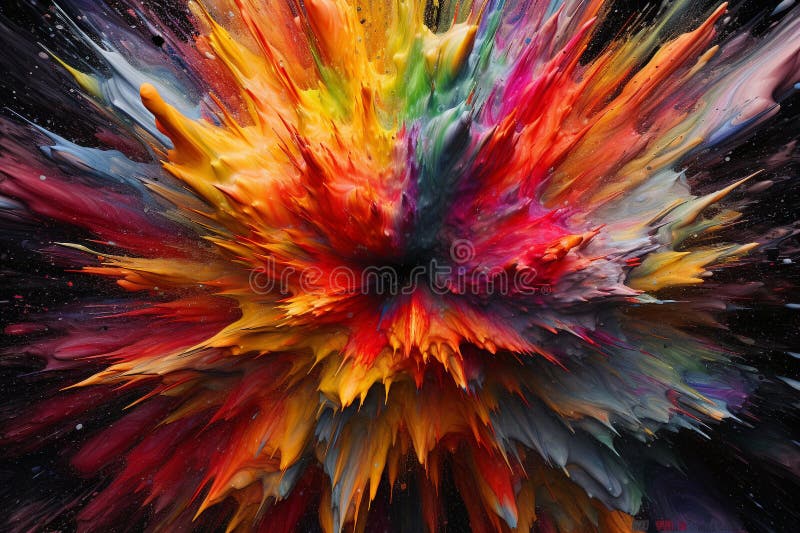 Ilustration of a Dynamic and Explosive Splash of Vibrant Paint. Ai ...