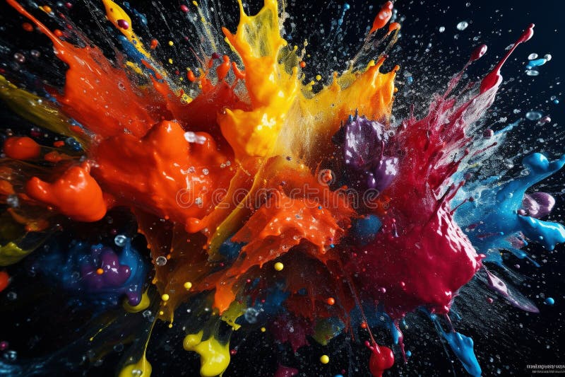 Ilustration of a Dynamic and Explosive Splash of Vibrant Paint. Ai ...