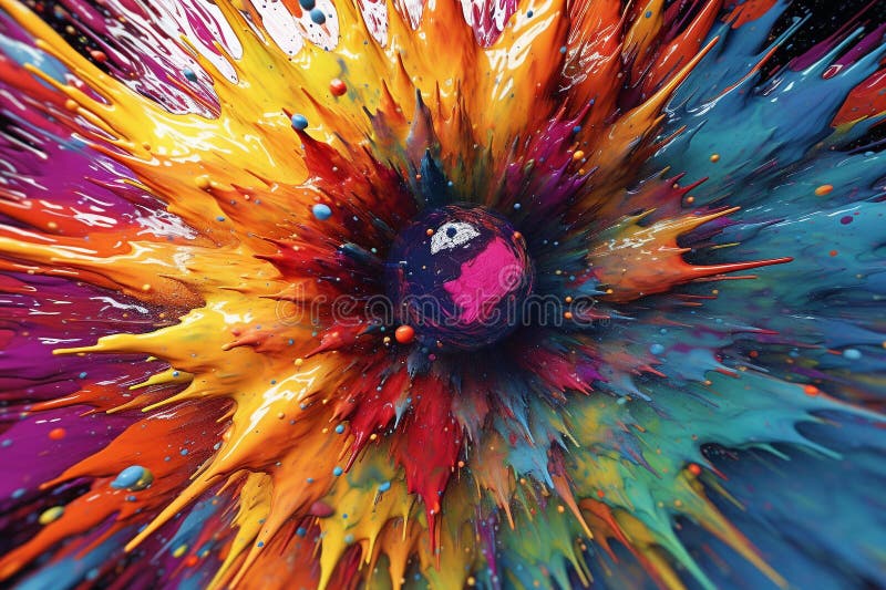 Ilustration of a Dynamic and Explosive Splash of Vibrant Paint. Ai ...