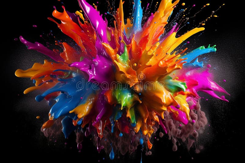 Ilustration of a Dynamic and Explosive Splash of Vibrant Paint. Ai ...
