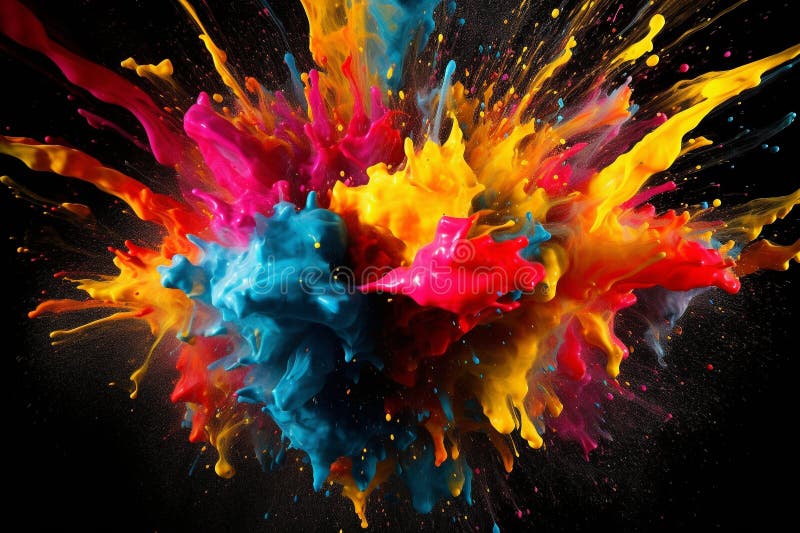Ilustration of a Dynamic and Explosive Splash of Vibrant Paint. Ai ...