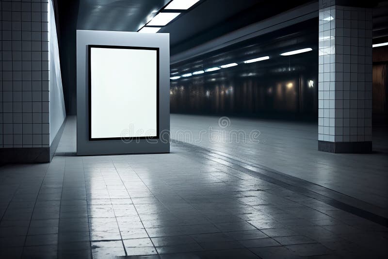 Ilustration, Empty Advertisement Light Box on the Underground Subway ...