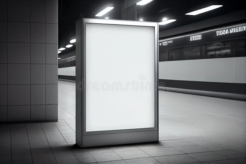 Ilustration, Empty Advertisement Light Box on the Underground Subway ...