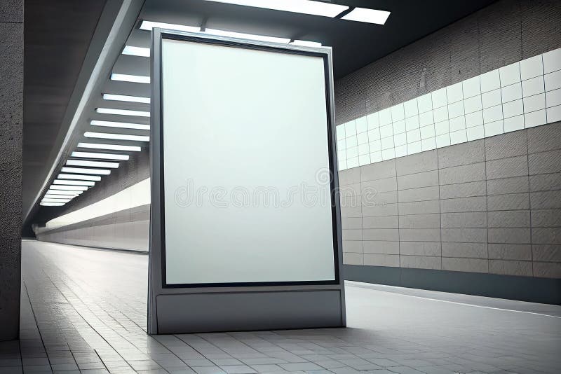 Ilustration, Empty Advertisement Light Box on the Underground Subway ...