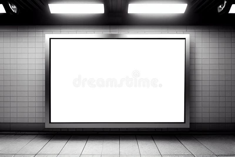 Ilustration, Empty Advertisement Light Box on the Underground Subway ...