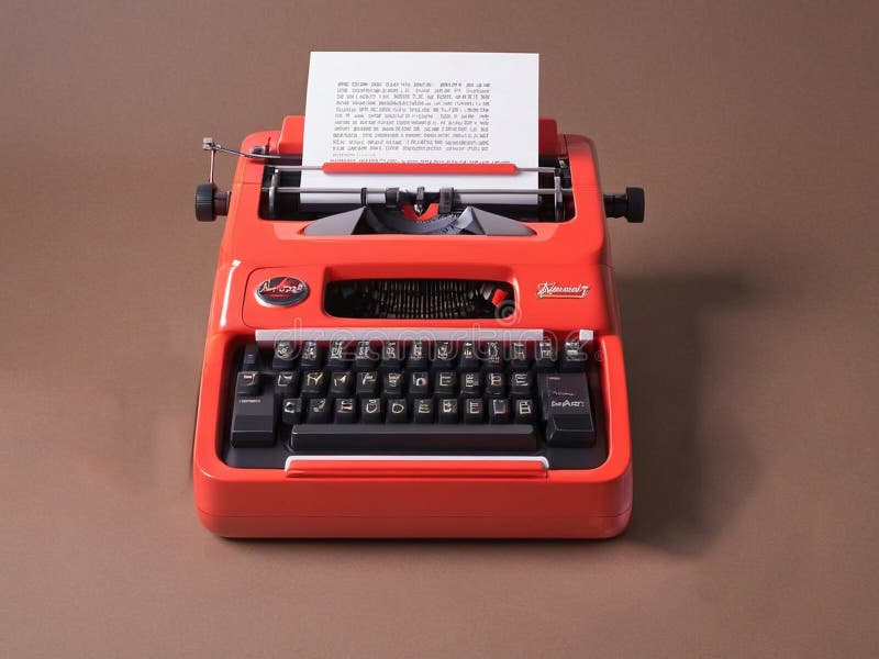 Ilustration of a Red Retro Electronic Typewriter Device - Generated by ...