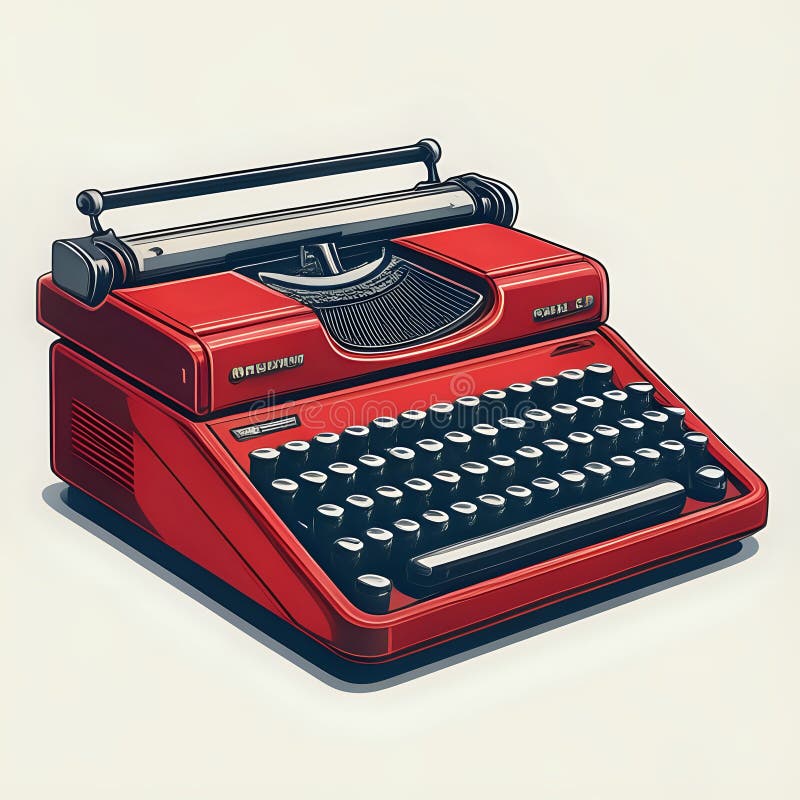 Ilustration of a Red Retro Electronic Typewriter Device - Generated by ...