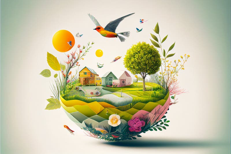Ilustration of Spring Country, Created with Generative AI Technology ...