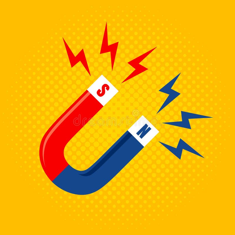 Imán con la magnetización ilustración del vector. Ilustración de equipo ...