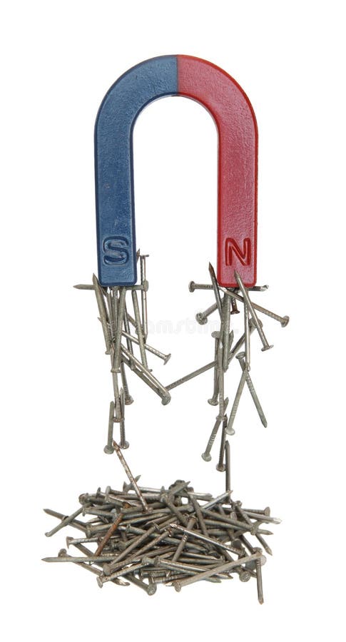 Imán Con Los Paper-clips Y Los Papel-contactos De Los Tornillos Stock ...