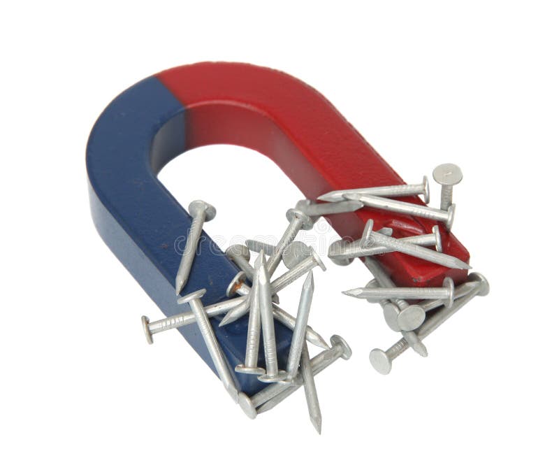 Imán y clavos imagen de archivo. Imagen de magnético - 24576781