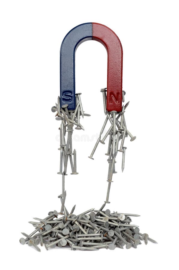 Imán y clavos imagen de archivo. Imagen de magnético - 24576781