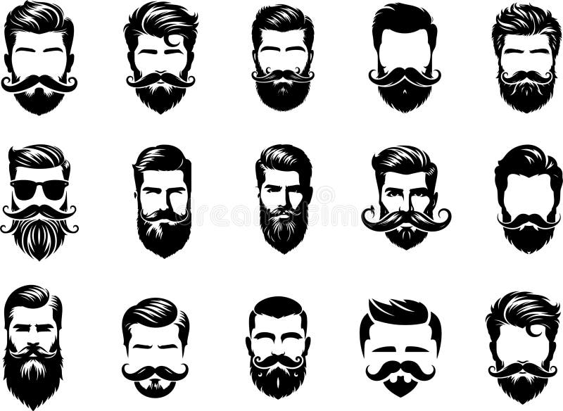 Vector Hair and Beard Shapes Design Constructor with Men Vector ...