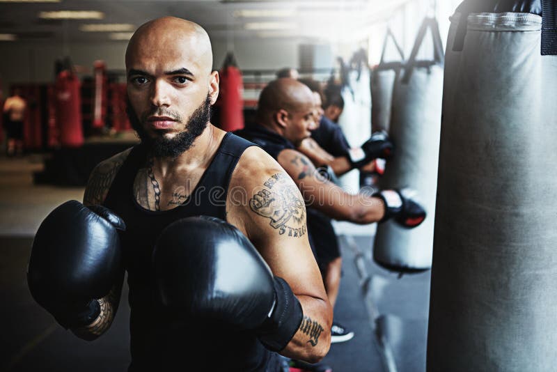 Im a Fighter by Nature. a Male Boxer Training at the Gym. Stock Image ...