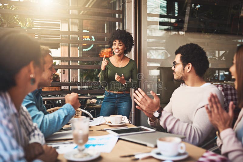 Im Glad that Everyone Agrees with the Concept. a Cheerful Young Group ...