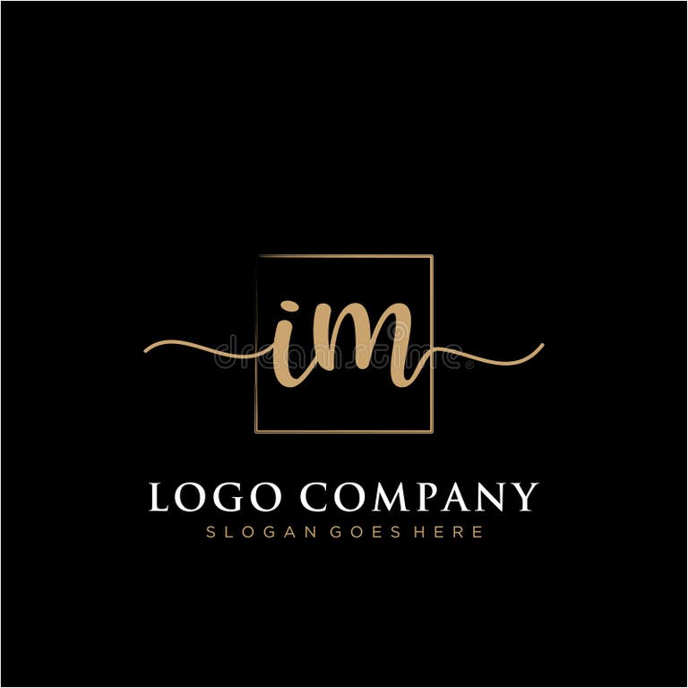 IM Initial Handwriting Logo with Rectangle Template Vector Stock Vector ...