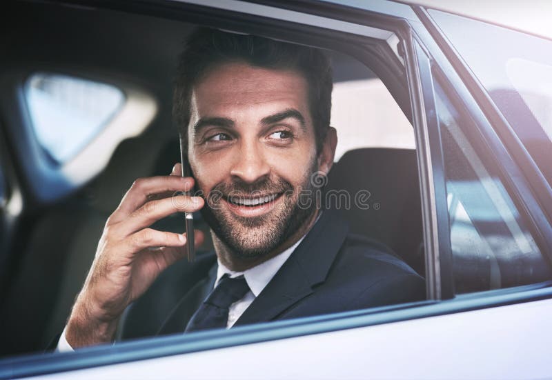 Im Just Pulling Up. a Handsome Young Businessman Making a Phonecall ...