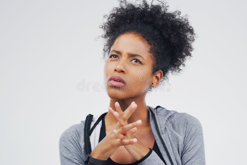 Im Just Trying To Make Sense of it All. Studio Shot of a Young Woman ... Im Just Trying To Make Sense of it All. Studio Shot of a Young Woman ...