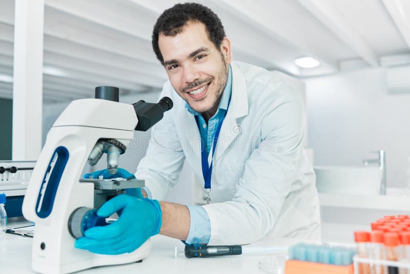 Im Making Great Progress Here. Portrait of a Young Scientist Using a ...