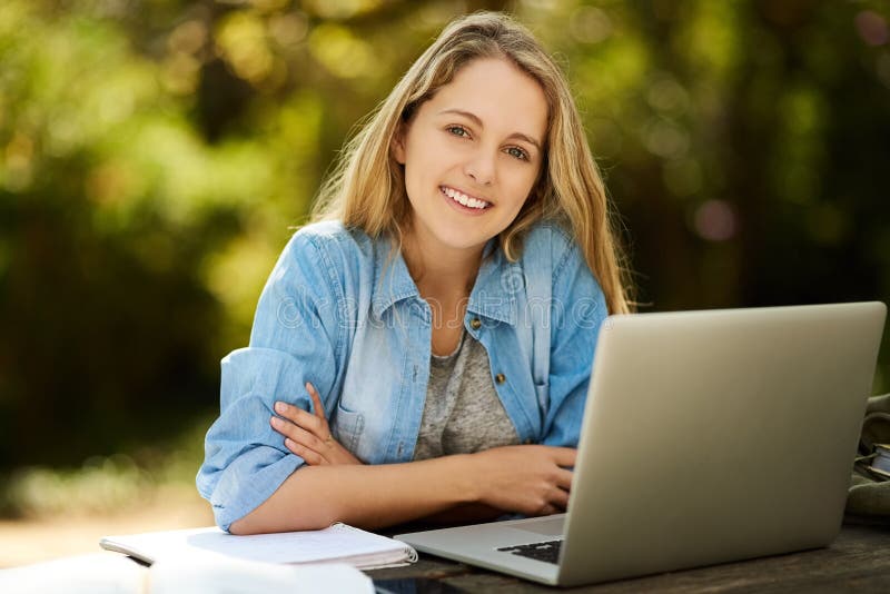 Im Ready for that Test. a Young Woman Studying Outdoors. Stock Photo ...