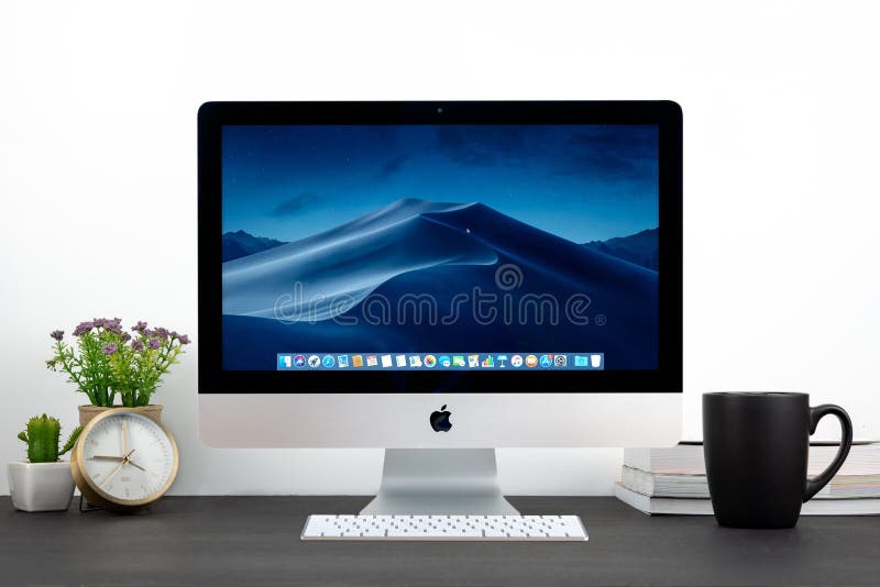 Imac computer on table editorial stock image. Image of high - 130872404