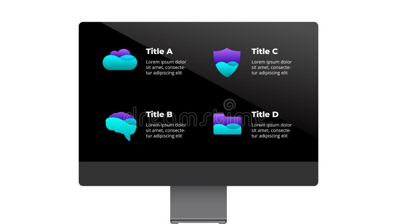 IMac Mock Up. Infographic Slide Template. 4 Steps Chart with Liquid ...