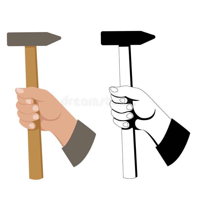 Man with big hammer draw stock vector. Illustration of worker - 290276613