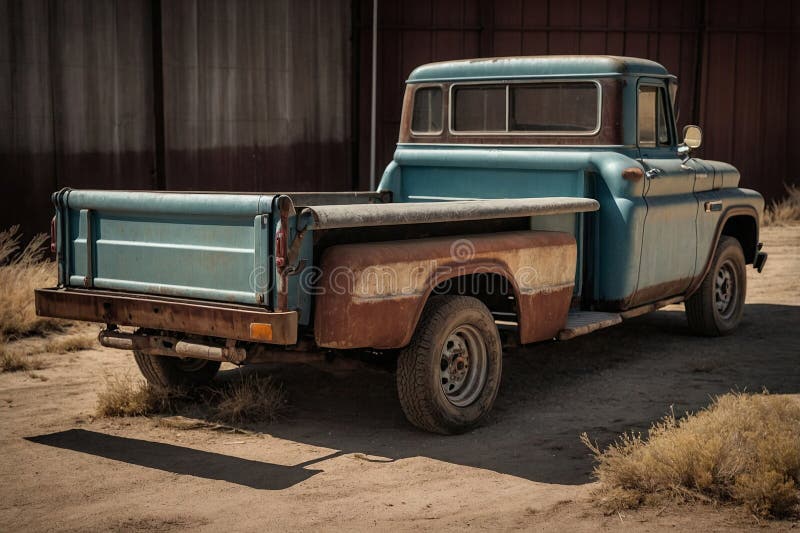 An Image of Abandon Vintage Pickup Truck S Back View Stock Illustration ...