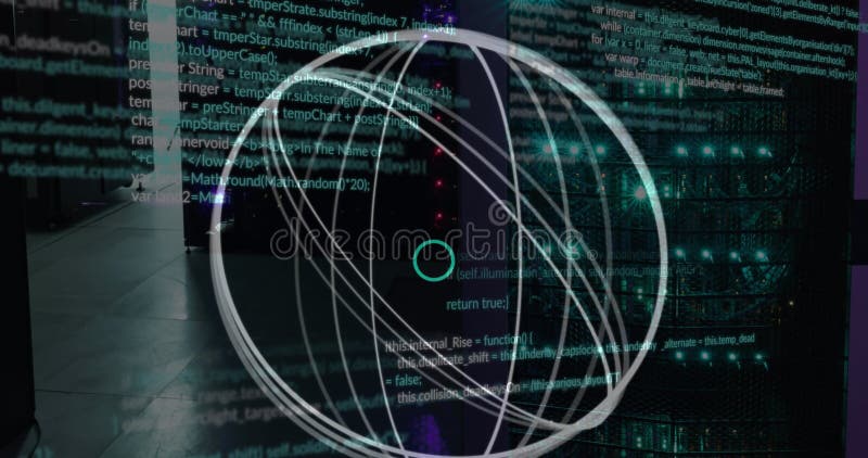 Image of Abstract Circular Shapes Spinning and Data Processing Against ...