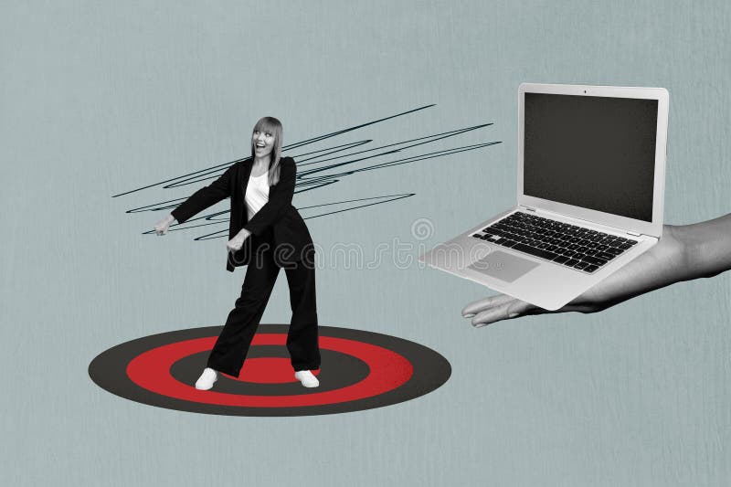 Image Abstract Collage of Person Dance Big Target with Netbook Screen ...