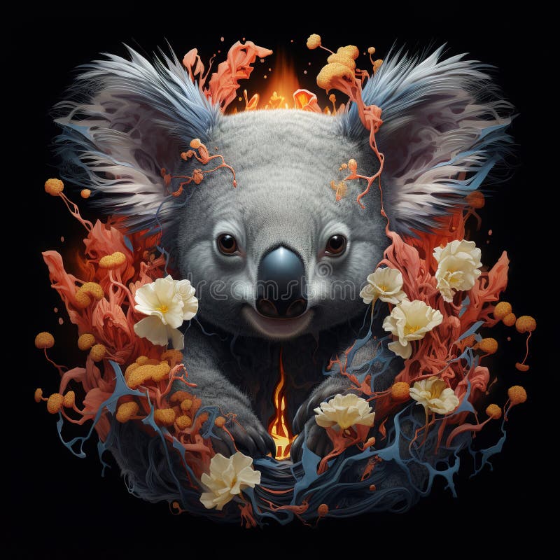Image of Abstract Fantasy of Koala with a Hot Fire. Wildlife Animals ...