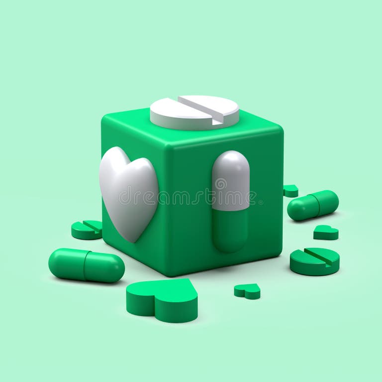 Abstract Illustration of Cube with Pills and Drugs. - 3d Rendering ...