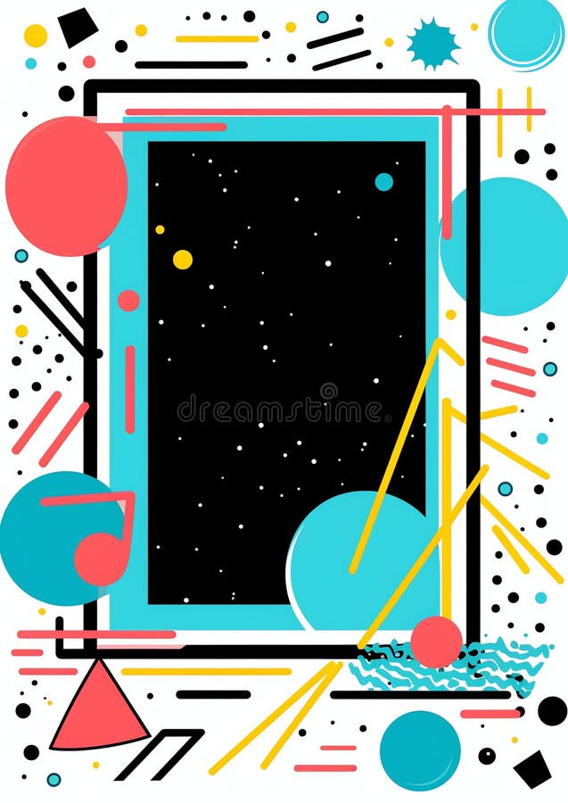Abstract Memphis Design Frame 80s Retro Nostalgic Stock Illustration ...