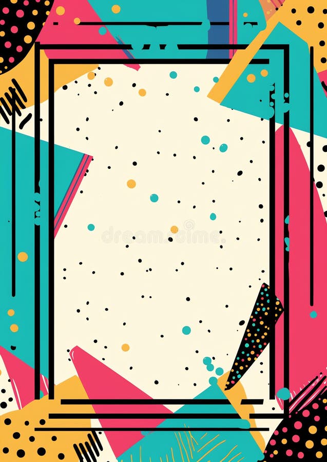 Abstract Memphis Design Frame 80s Retro Nostalgic Stock Illustration ...
