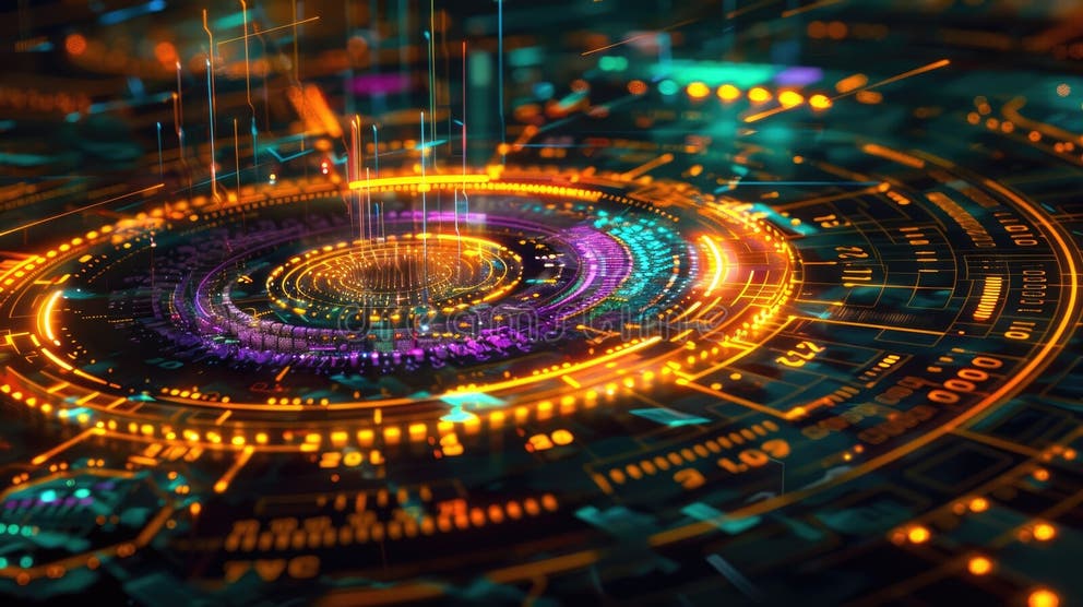 The Image is an Abstract Representation of a Computer Chip. the Colors ...