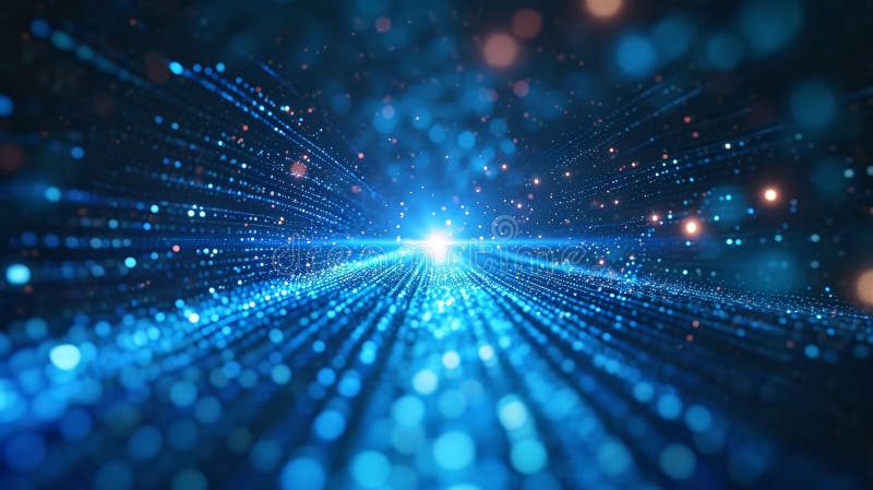 Abstract Blue Digital Data Stream with Glowing Lights Stock ...